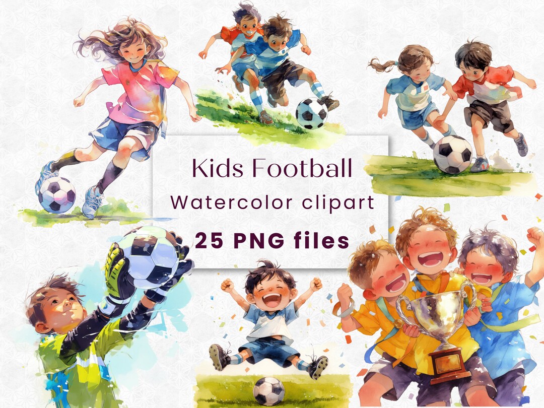 Watercolor Children Playing Football, Cute Children, Soccer, Family ...