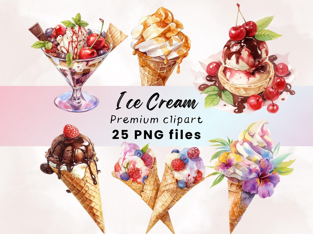 Ice Cream Clipart, Dessert Clipart, Ice Cream Cone, Summer Clipart, Ice ...