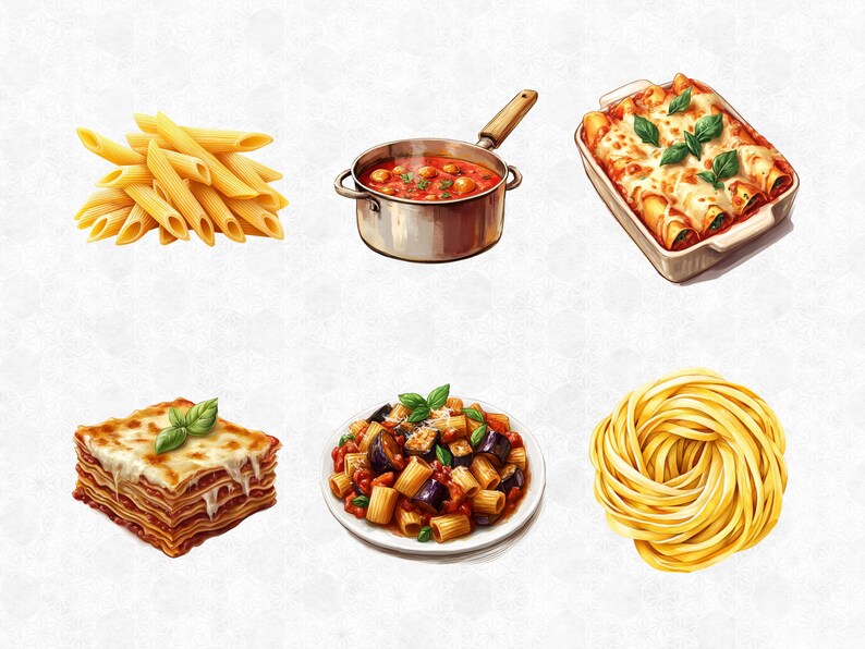 Watercolor Pasta Clipart, Italian Food Clipart, Food Illustration ...