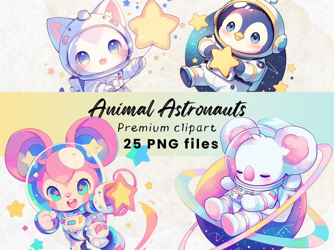 Astronaut Clipart - Cute Baby Animal PNG, Chibi Kawaii Printable ...