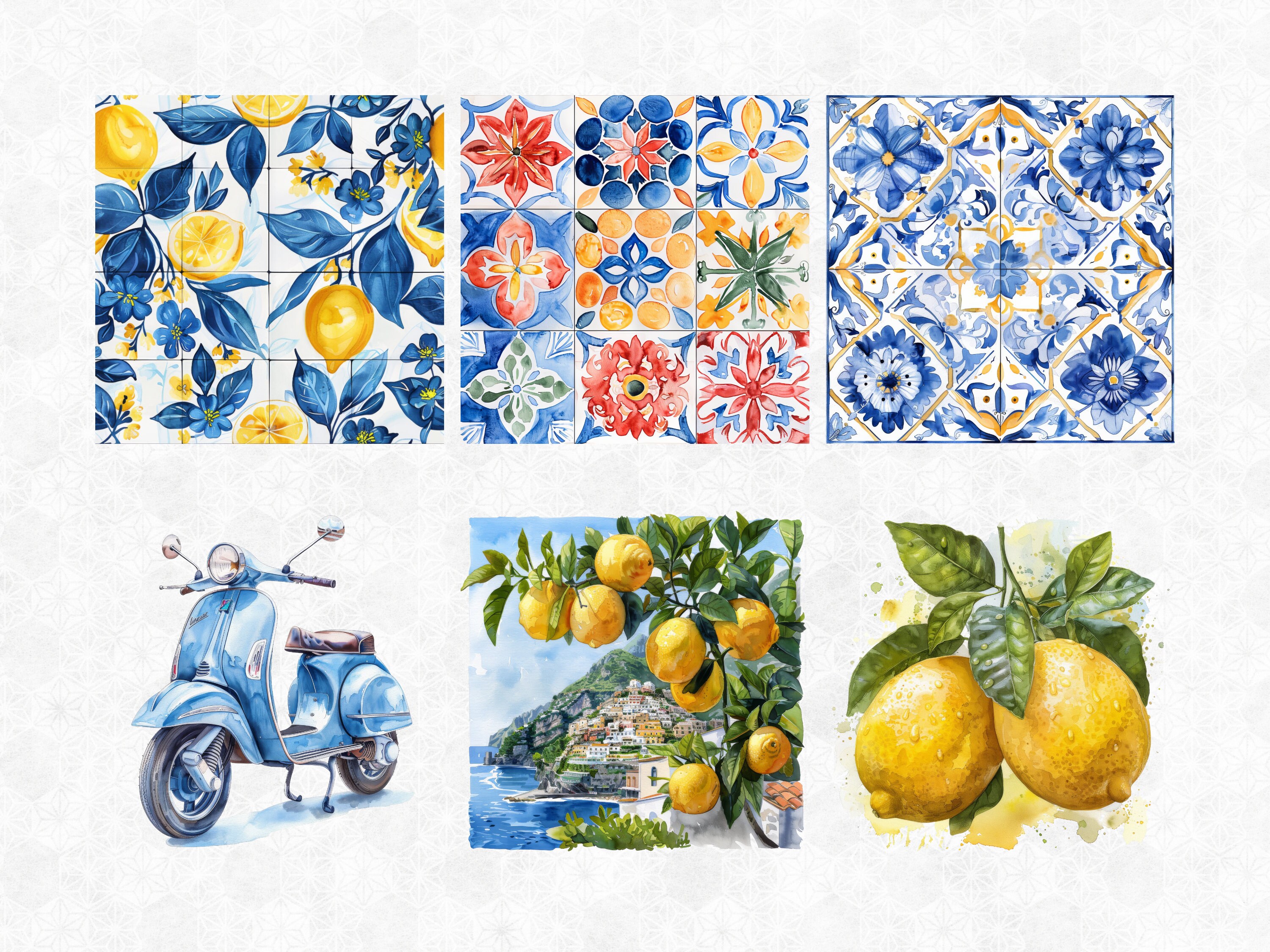 Watercolor Amalfi Coast Clipart, Italy PNG, Mediterranean Summer, Lemon ...