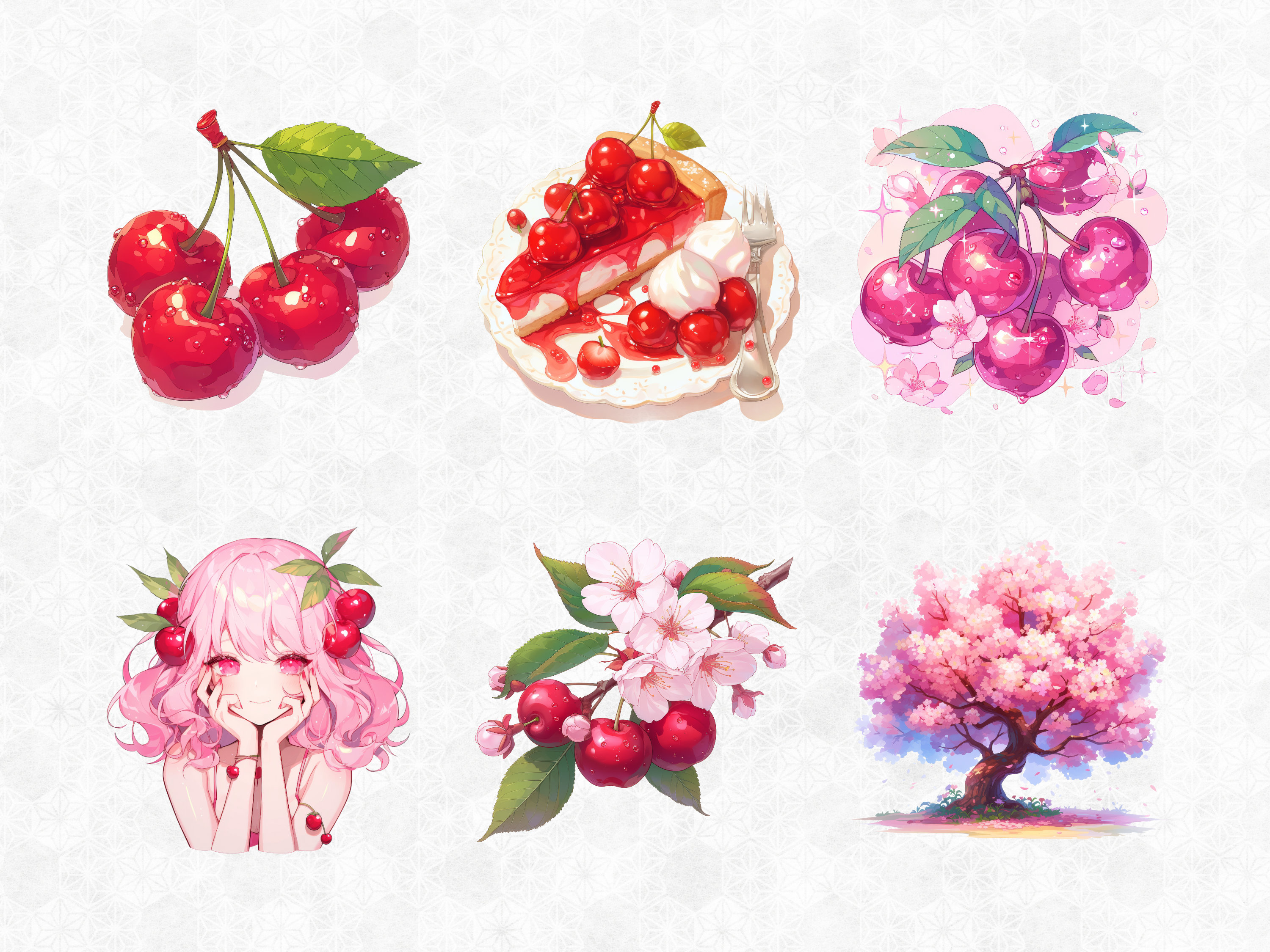 Cute Kawaii Cherry Clipart, Anime Japanese, Kawaii Food PNG, Summer ...