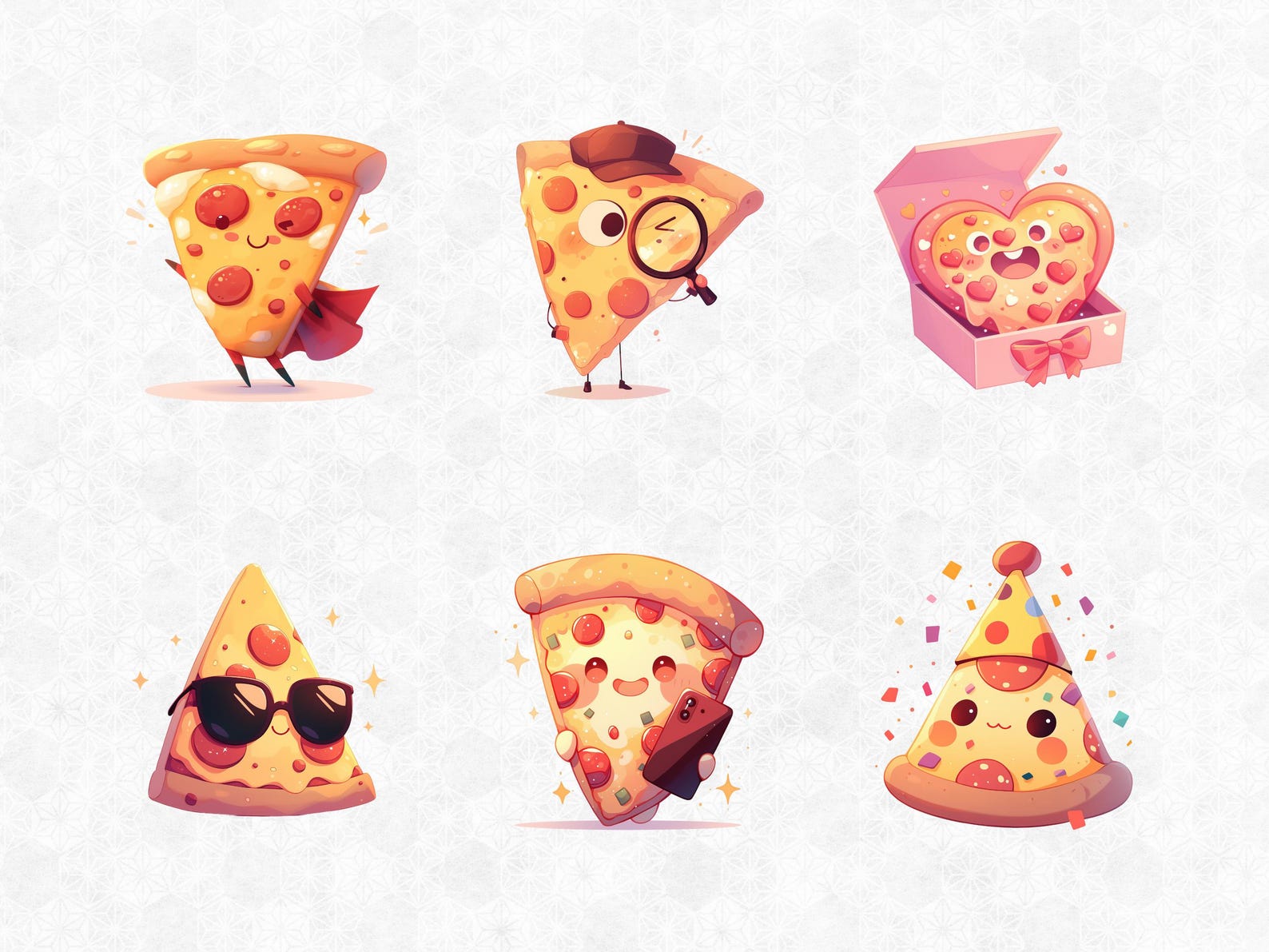 Kawaii Pizza Clipart, Kawaii Food Clipart, Pizza Art, Kawaii Clipart ...