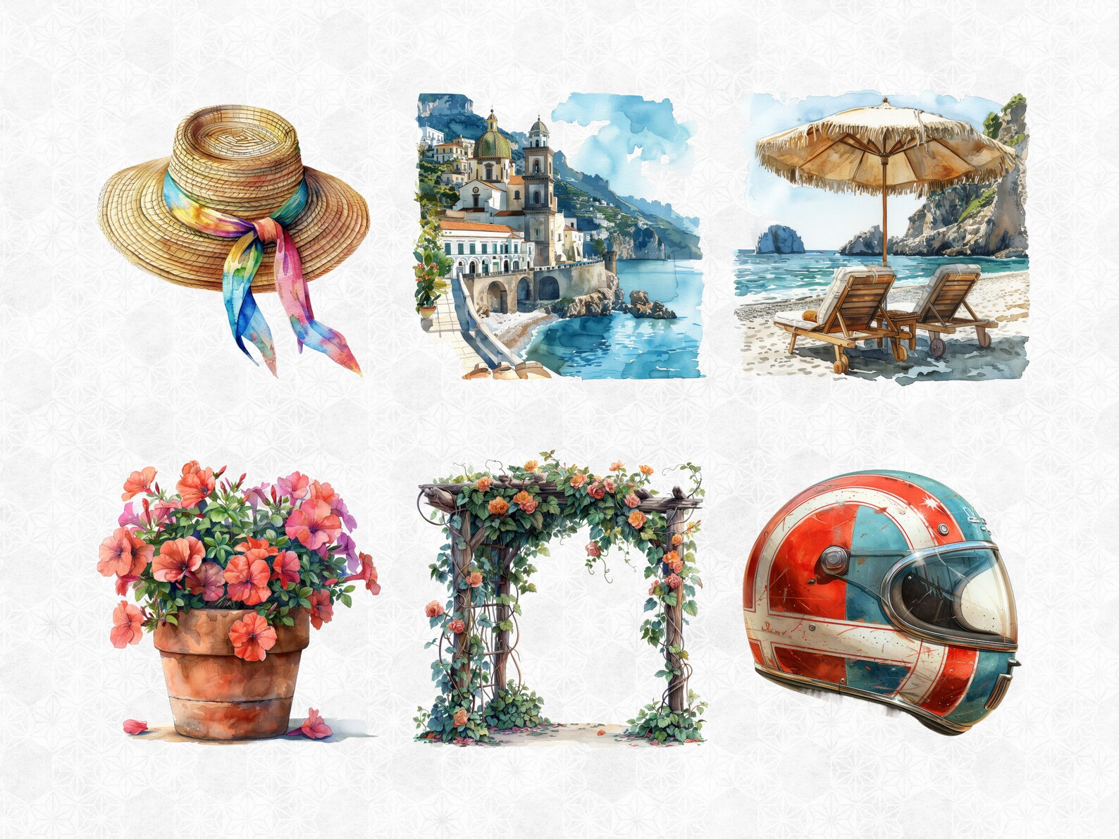 Watercolor Amalfi Coast Clipart, Italy PNG, Mediterranean Summer, Lemon ...