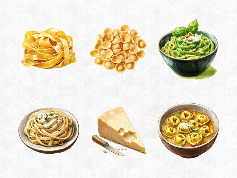 Watercolor Pasta Clipart, Italian Food Clipart, Food Illustration ...