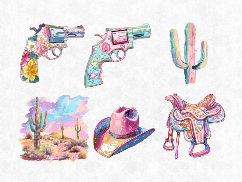Retro Cowgirl Clipart Bundle, Pop Art Cowgirl Boots, Groovy Cowgirl ...