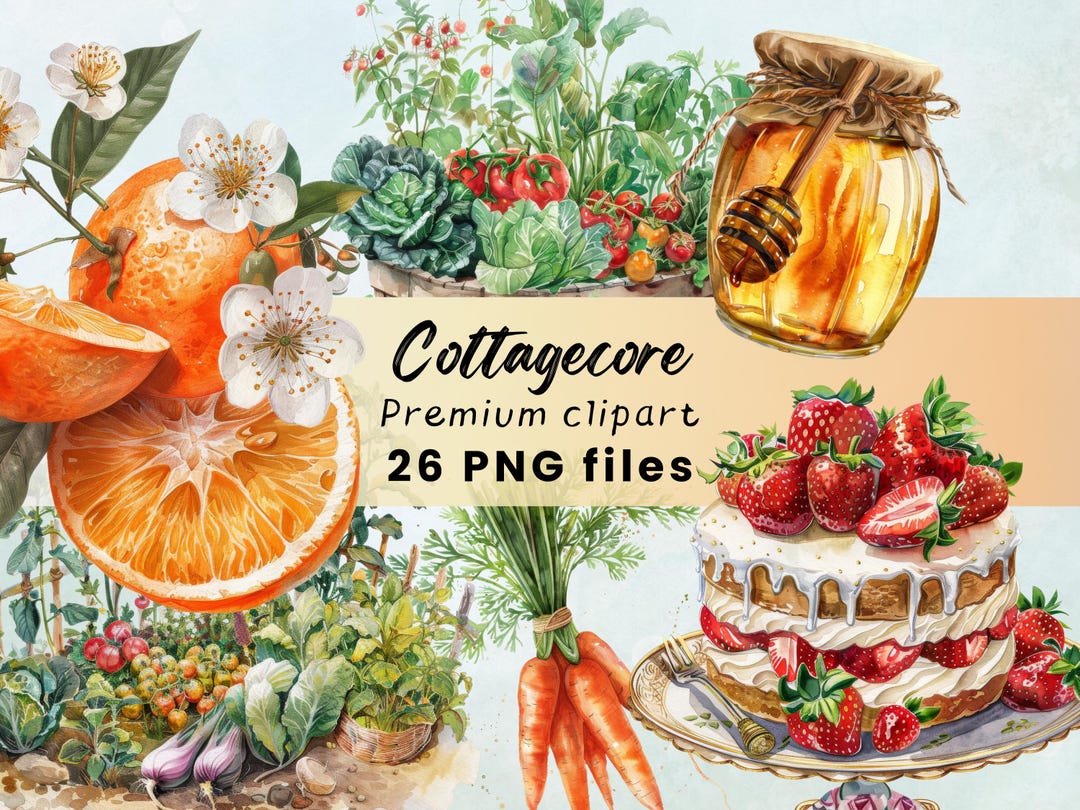 Watercolor Cottagecore Clipart, Cottage Countryside, Fairy Garden PNG ...