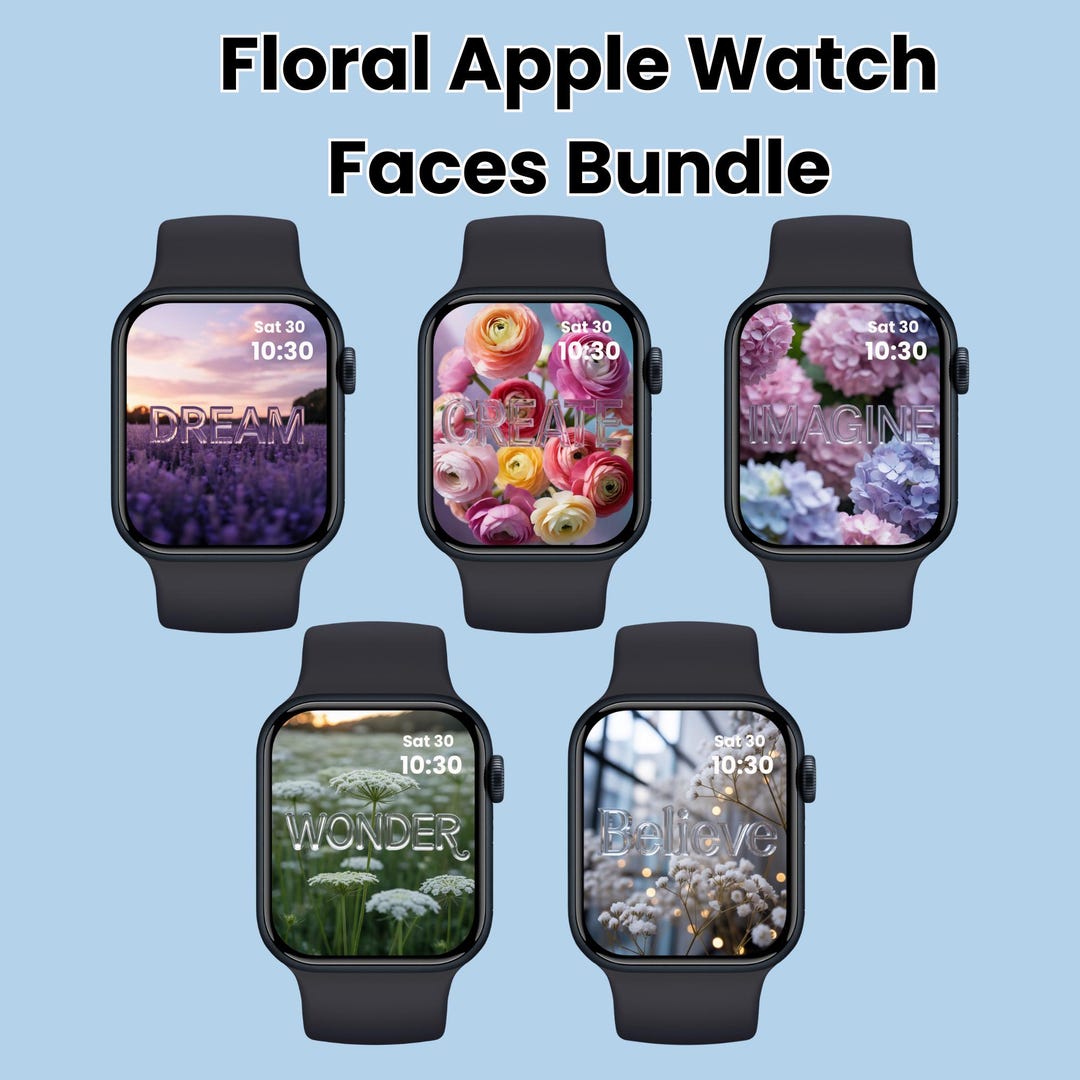 Floral Apple Watch Faces Bundle | Inspirational & Motivational Digital ...