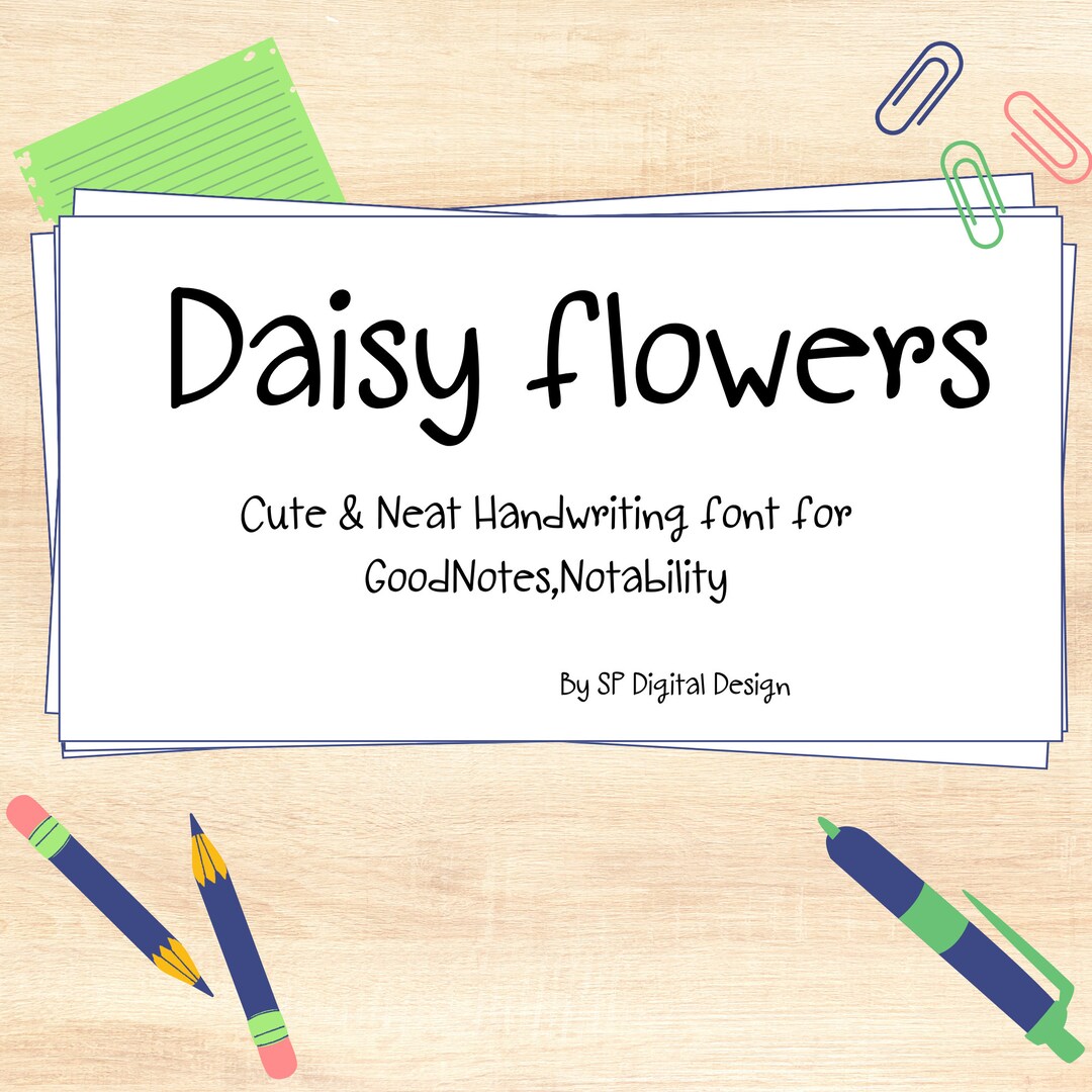 Daisy Flower Neat Handwritten Font Cute Handwriting Digital Planner ...