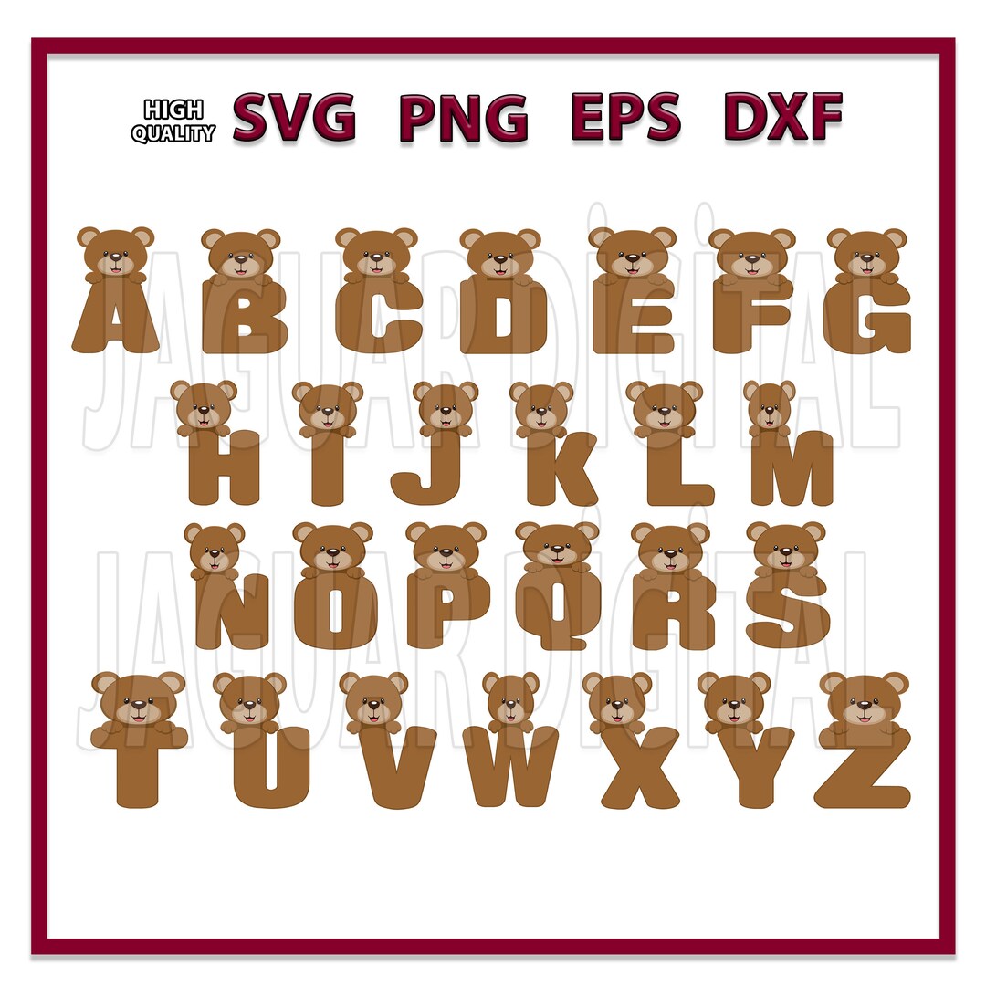 Teddy Bear Alphabet Clipart, Bear Letters, Bear Birthday, Sublimation ...