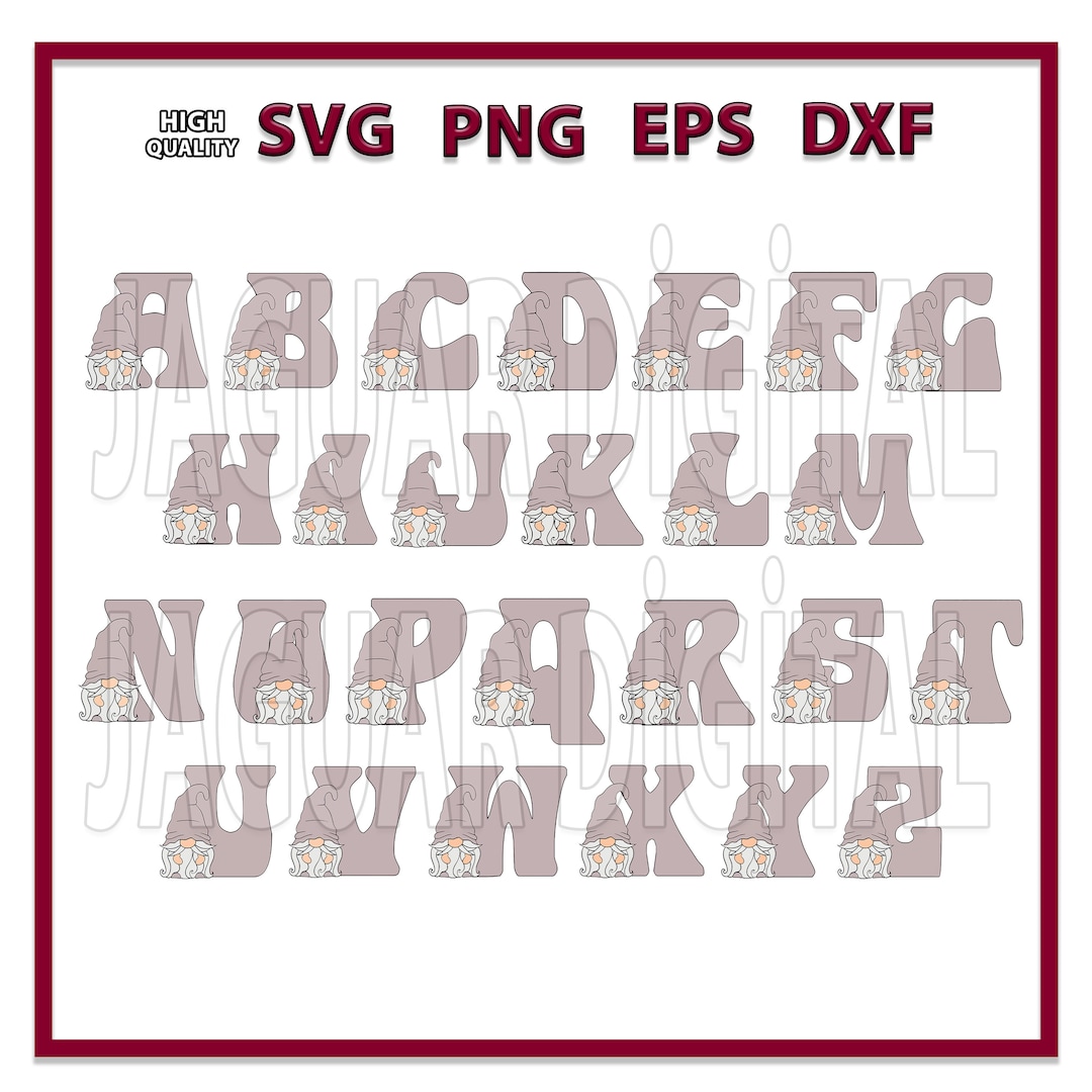 Gnome Alphabet SVG, Gnome Letters SVG, Gnome SVG, Gnome Monogram, Gnome ...