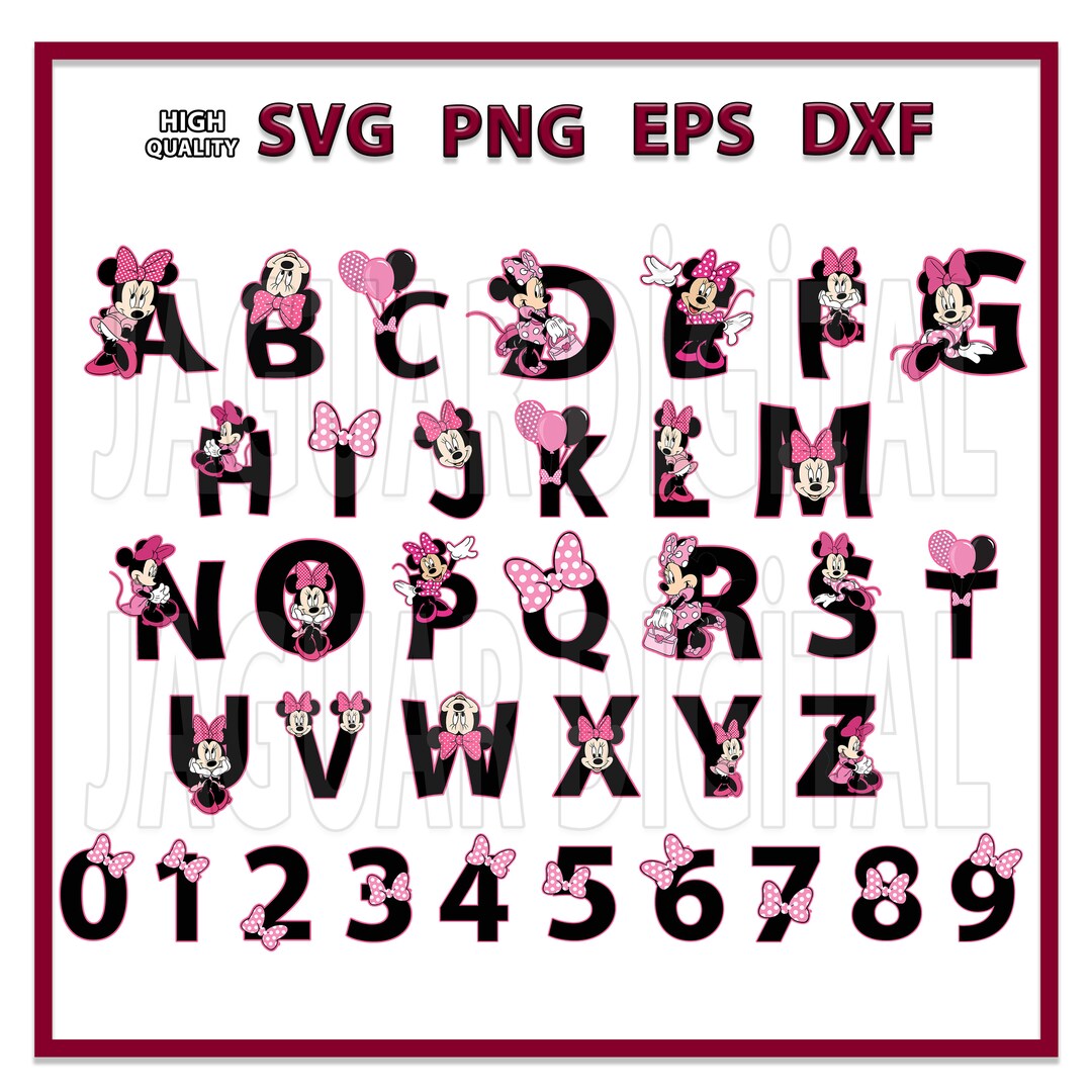 Minnie Alphabet SVG, Mouse Font SVG, Letters SVG, Customize Gift Svg ...