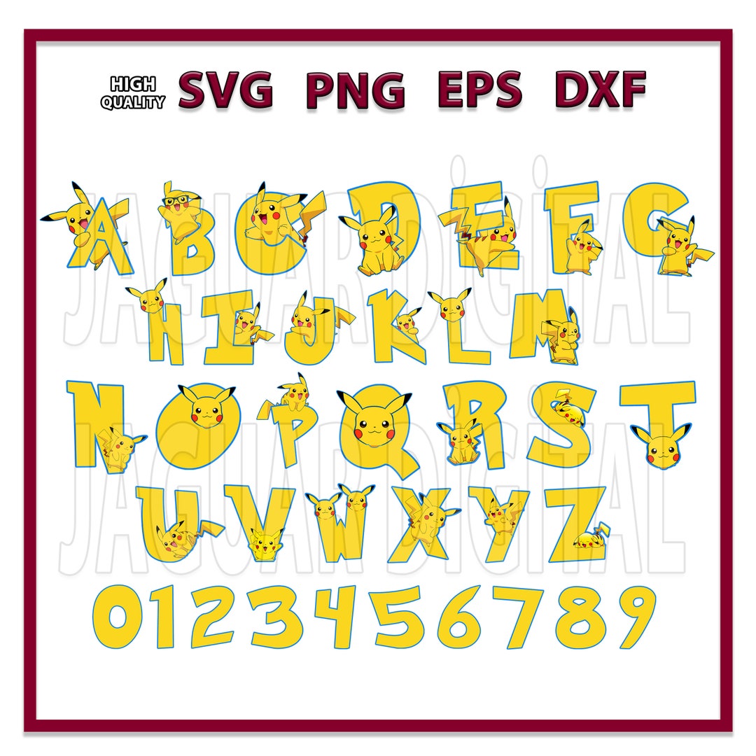 Pokemon Font Svg, Pokemon Alphabet Letter SVG Pokemon Numbers Svg ...