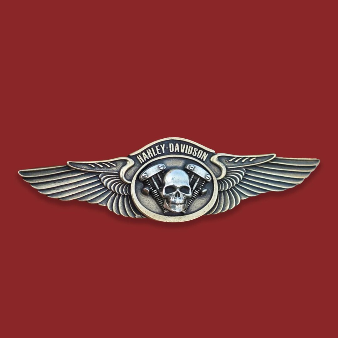Skull and Wings Rivet Stud, Back Screw Badge, Motorcycle Rider Brooch ...