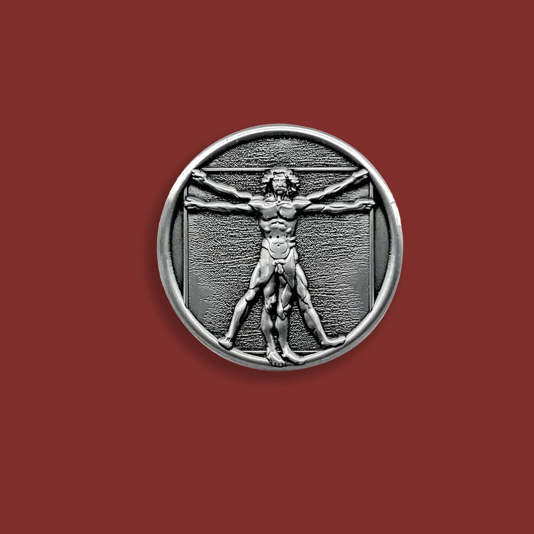 Vitruvian Man Brooch, Da Vinci Circle Pin, Renaissance Art Pin - Etsy