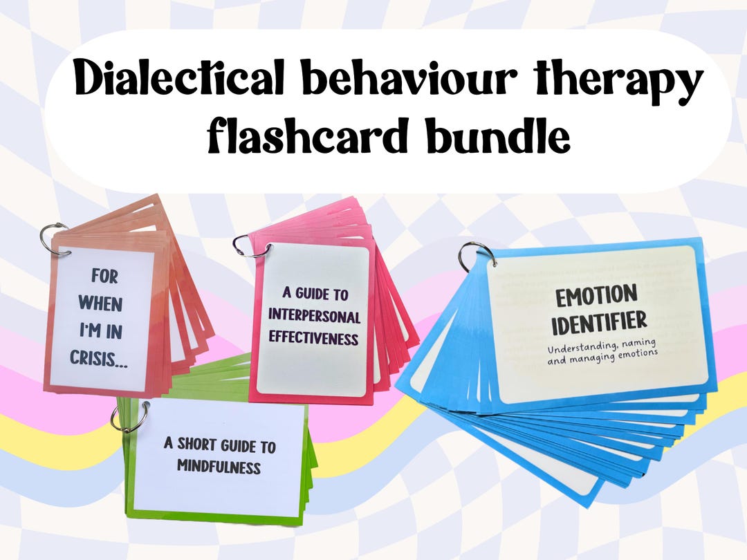 DBT Flashcard Bundle With Cheat Sheet Recovery Aids Distress Tolerance ...