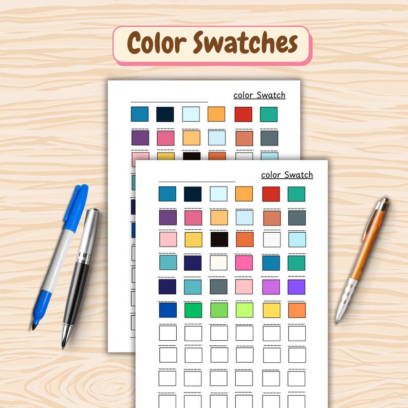 Square Color Swatch Chart,blank Color Chart, Printable Color Swatch ...