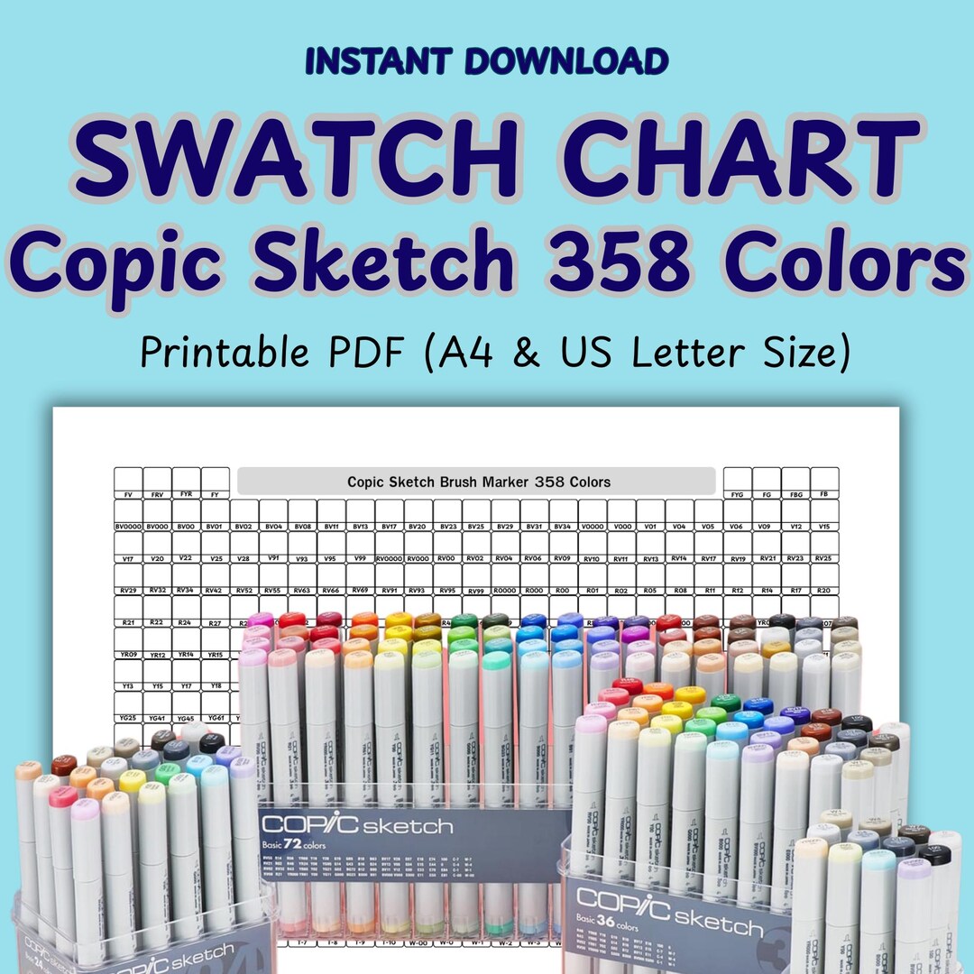 Copic Sketch 358 Colors Swatch Chart Template (PDF Download) - Etsy