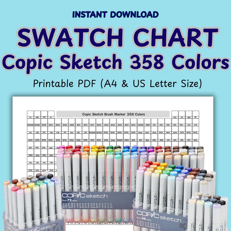 Copic Sketch 358 Colors Swatch Chart Template (PDF Download) - Etsy