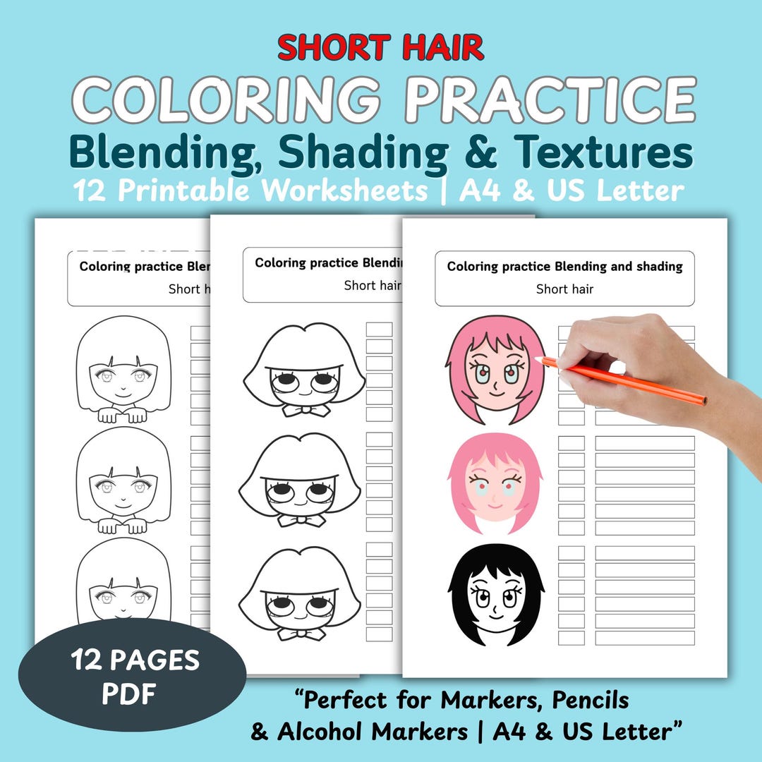 Coloring Practice Worksheets – Blending, Shading , Textures | 12 ...