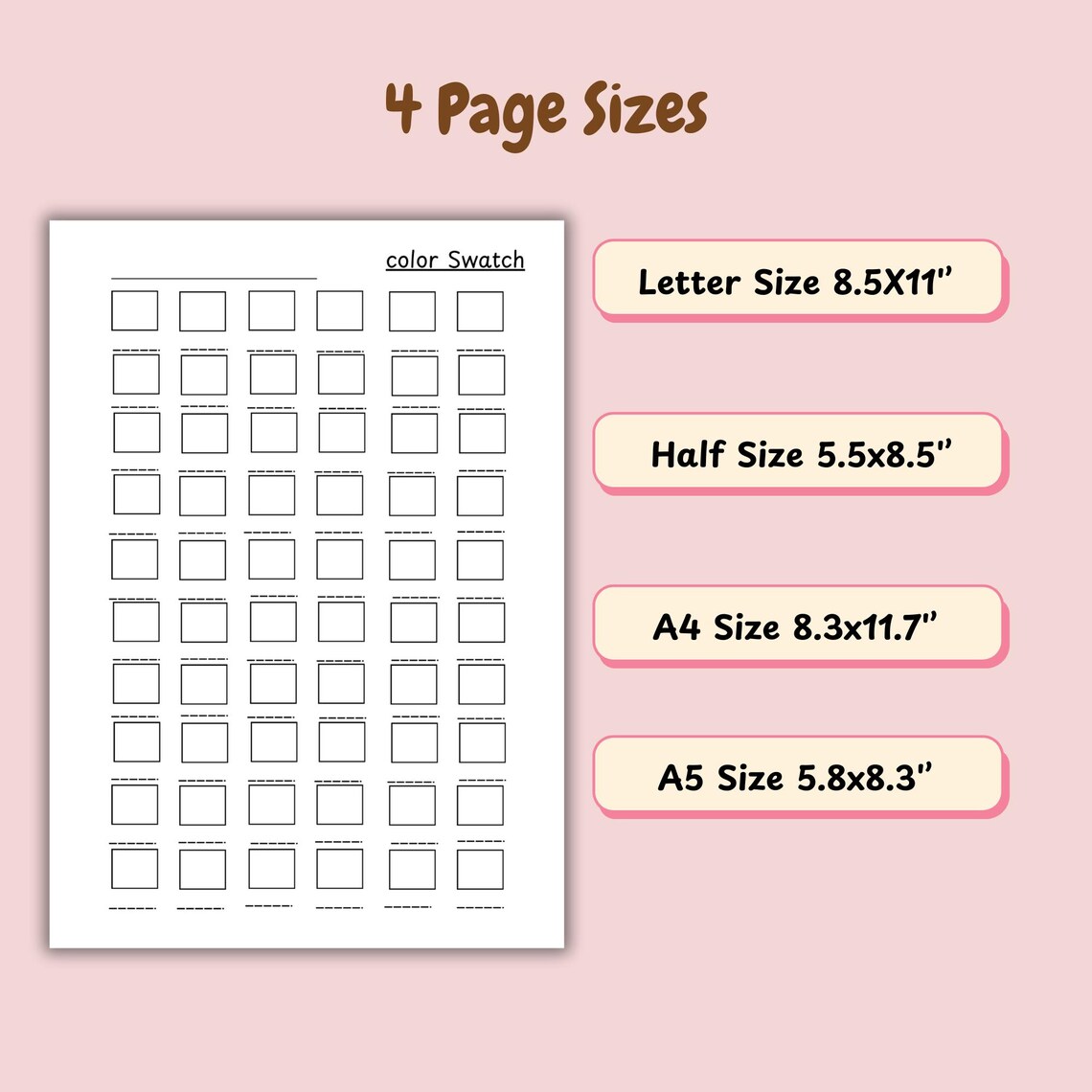 Square Color Swatch Chart,blank Color Chart, Printable Color Swatch ...