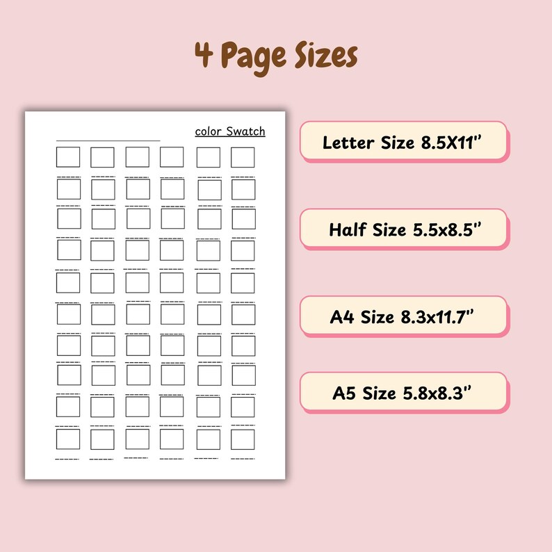 Square Color Swatch Chart,blank Color Chart, Printable Color Swatch Template,page Color Swatch ...