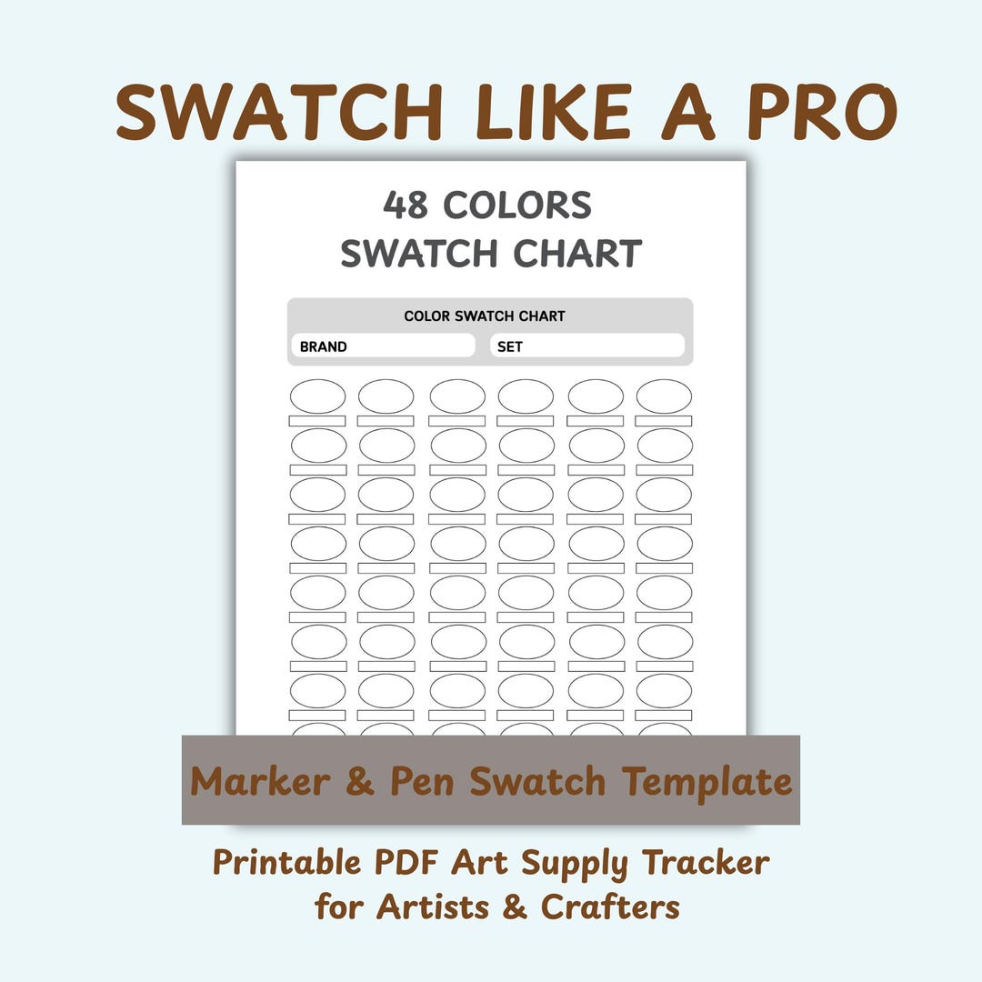 48 Color Swatch Chart Printable | Marker & Pen Swatch Template PDF ...