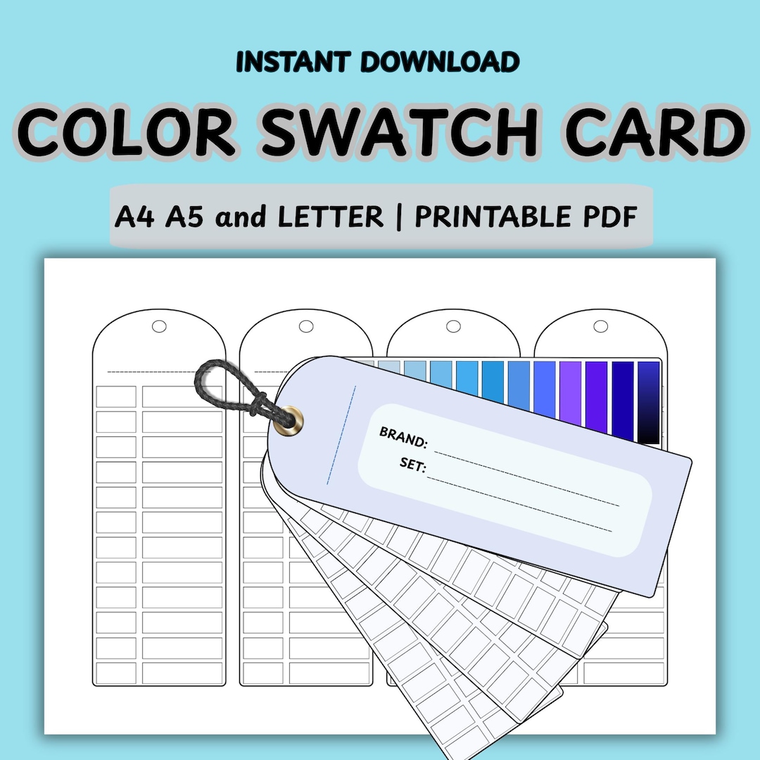 Blank Color Swatch Card Template: 12 Color Charts (PDF Download) - Etsy