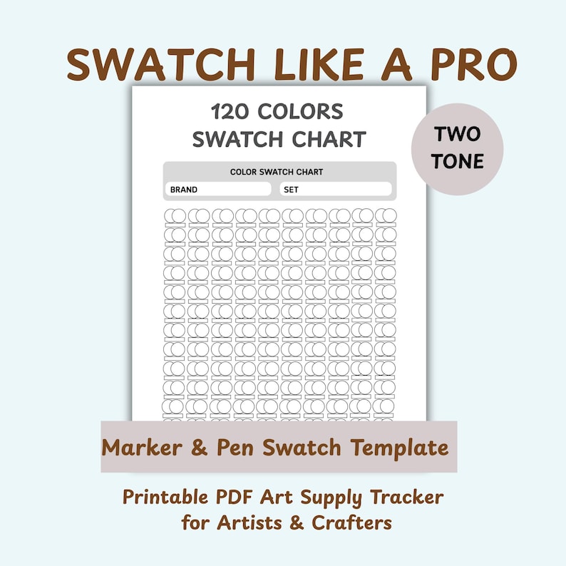 Color Swatch Chart Printable: Art Supply Tracker (PDF Download, US ...