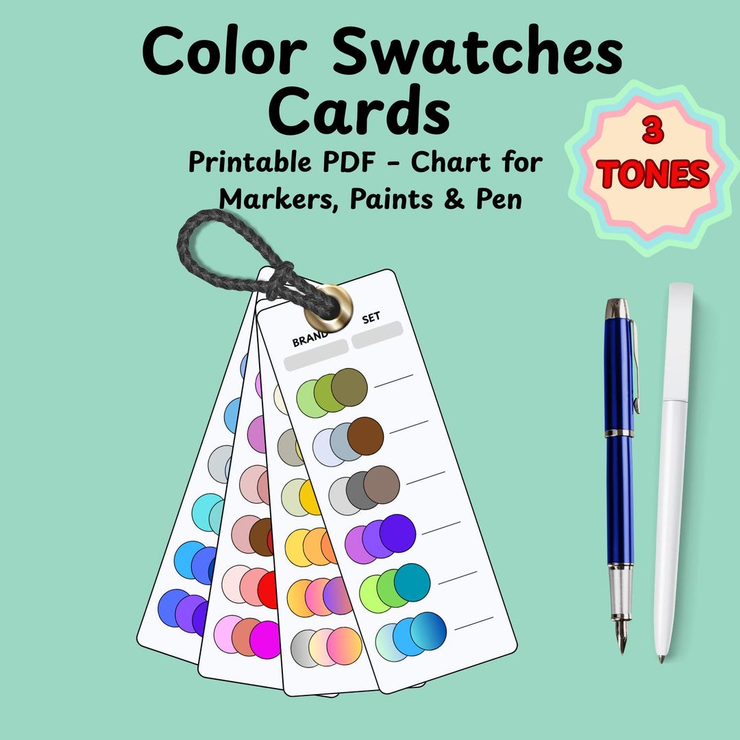 3 Tones Color Swatch Cards: Marker Chart, Coloring Practice (PDF ...