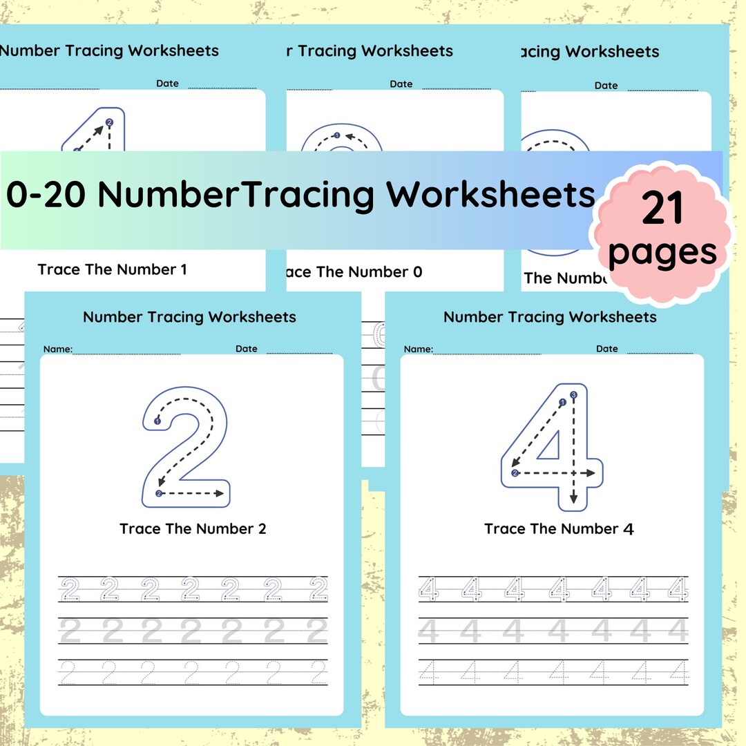 0-20 Number Tracing,preschool Worksheets, Practice,kindergarten ...