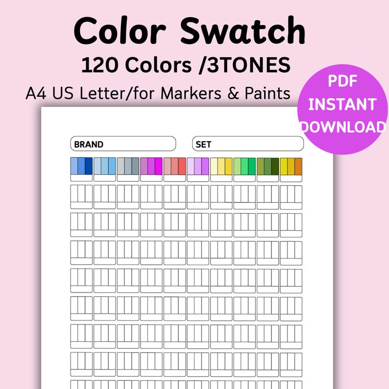 3 Tones Color Swatch , 120 Colors Swatch Chart for Markers,copic Color ...