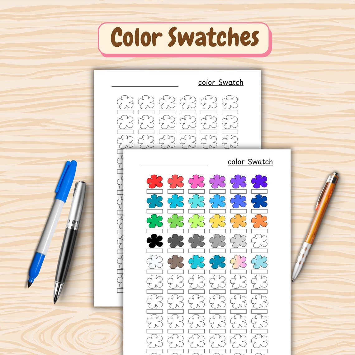 Color Swatch Chart,blank Color Chart, Printable Color Swatch Template ...