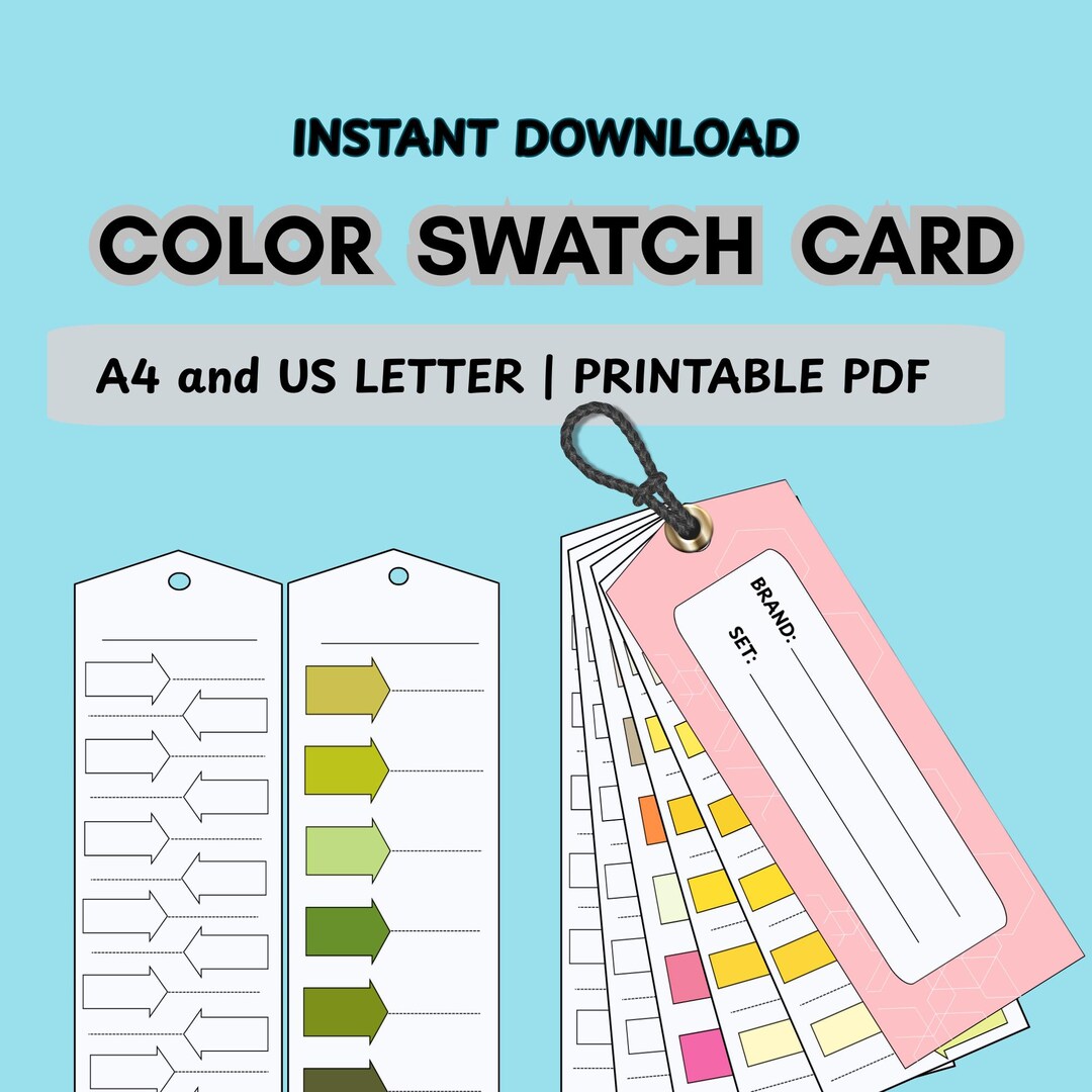 Blank Color Swatch Card Template: 6 & 12 Color Charts (PDF Download) - Etsy