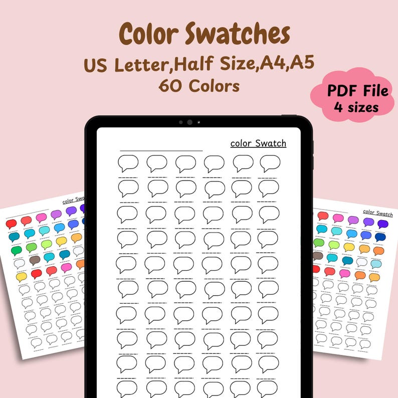 Drop Color Swatch Chart,blank Color Chart, Printable Color Swatch Template,page Color Swatch ...