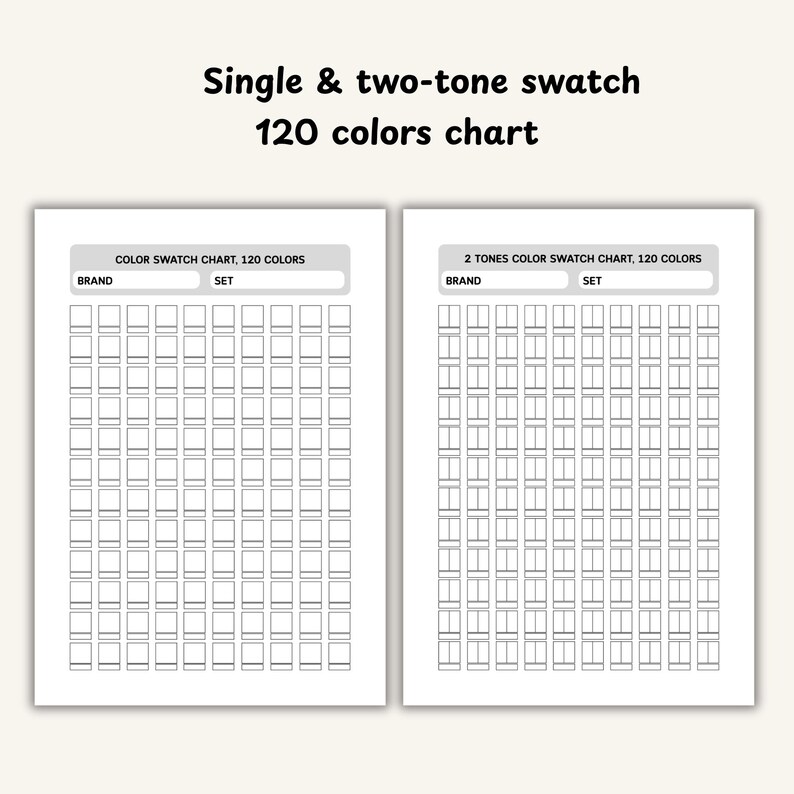 Printable Color Swatch Sheets for Markers & Paints | 48 64 80 100 120 ...