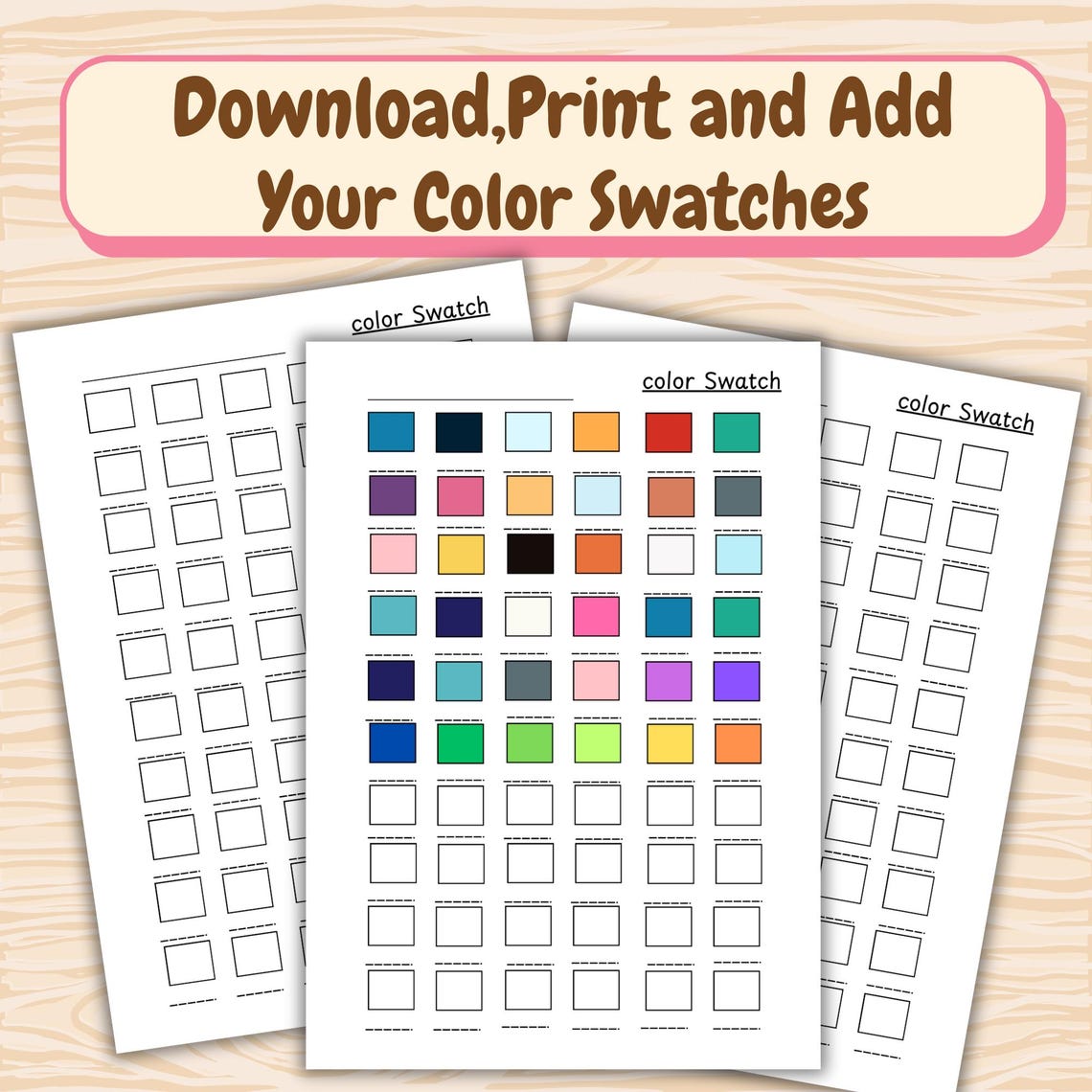 Square Color Swatch Chart,blank Color Chart, Printable Color Swatch ...