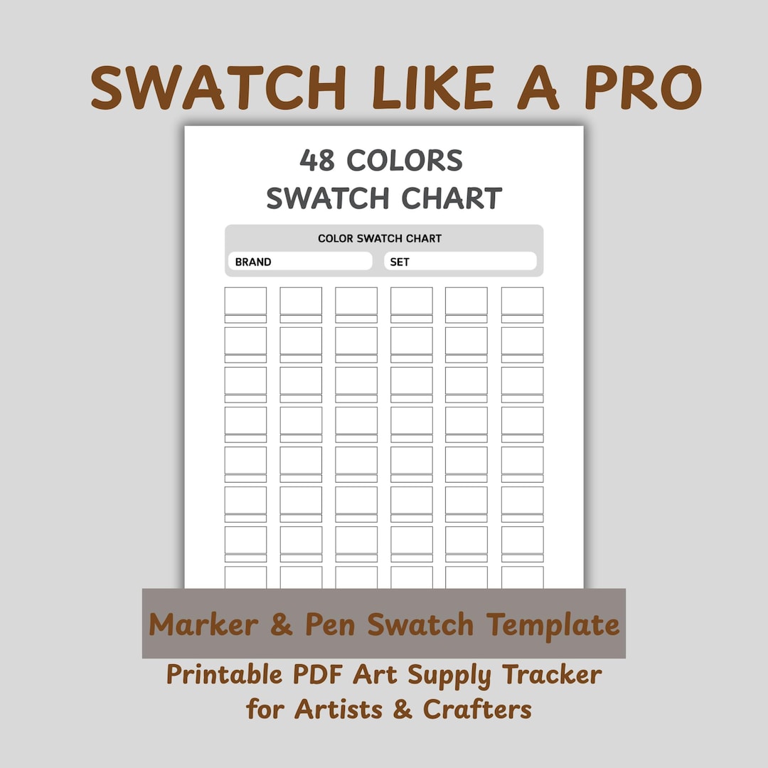 48 Color Swatch Chart Printable | Marker & Pen Swatch Template PDF ...