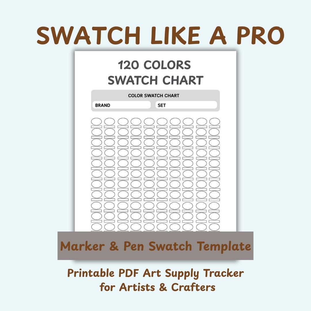 Color Swatch Chart Printable: Art Supply Tracker (PDF Download, US ...