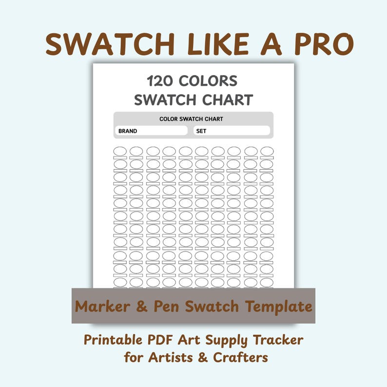 Color Swatch Chart Printable: Art Supply Tracker (PDF Download, US ...