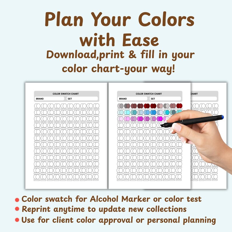 Color Swatch Chart Printable: Art Supply Tracker (PDF Download, US ...