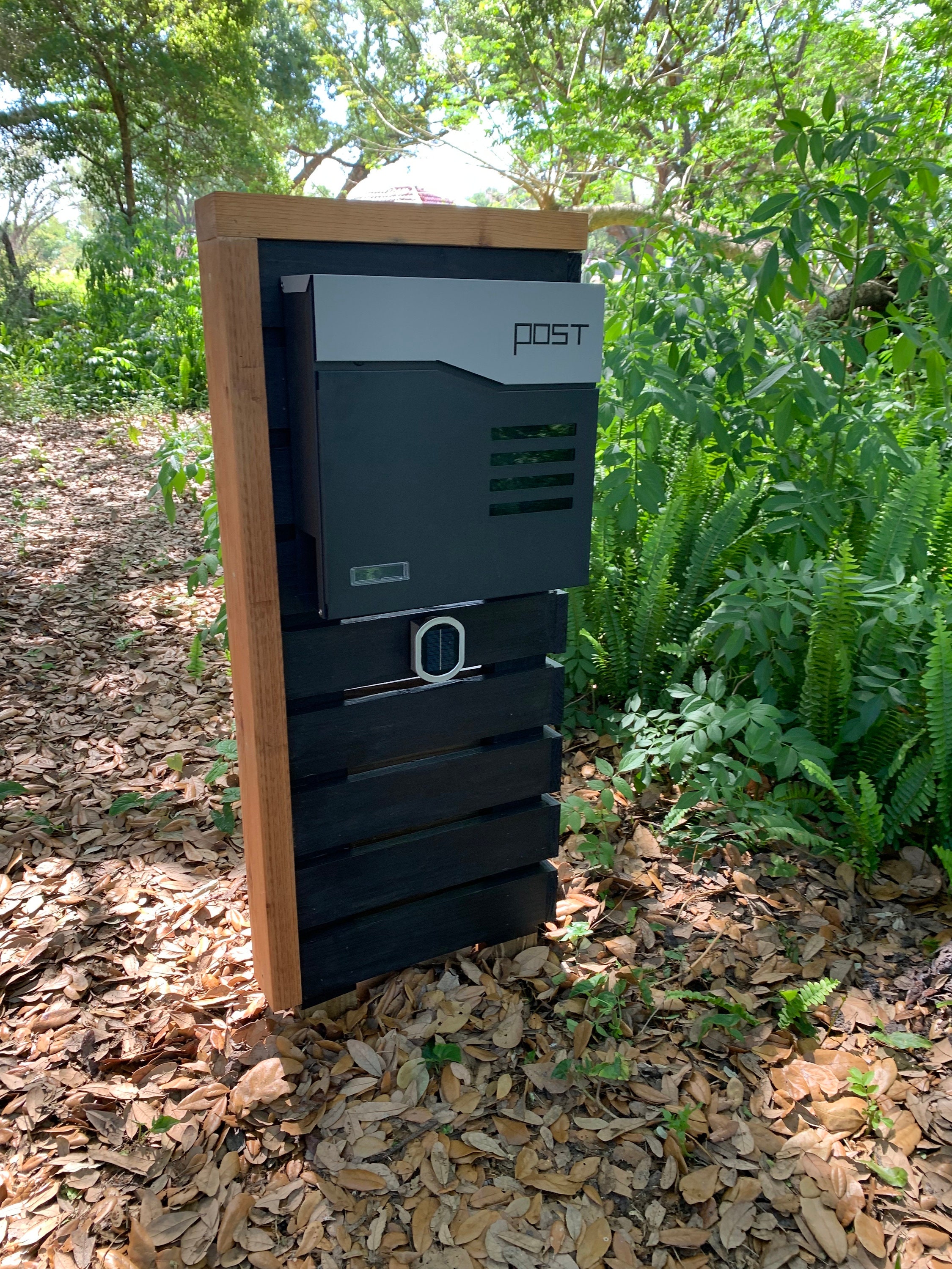 Handcrafted Wooden Mailbox With Solar Lights and House Numbers Custom ...