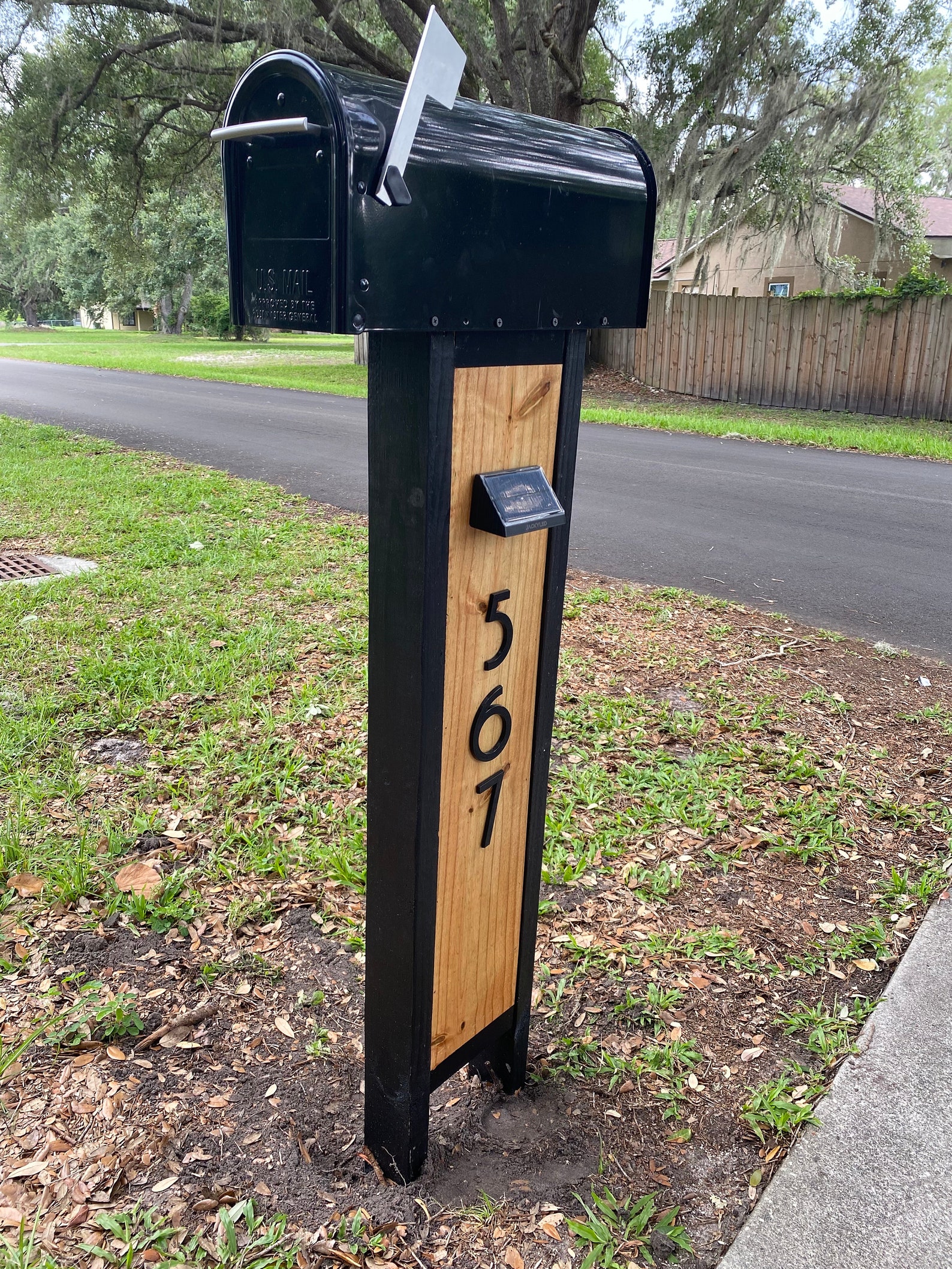 Modern Mailbox Stand Wooden With Solar Light - Etsy