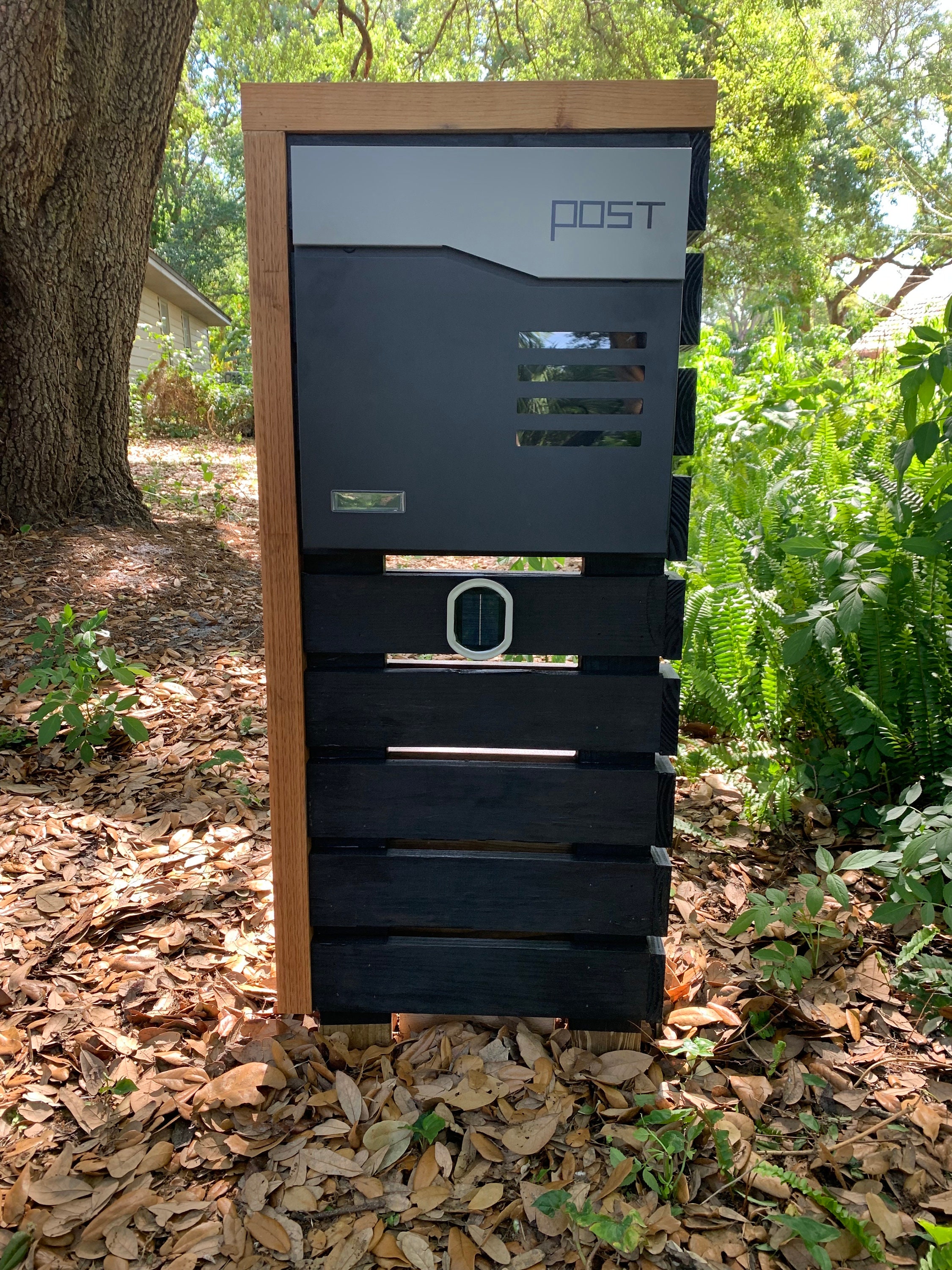 Handcrafted Wooden Mailbox With Solar Lights and House Numbers Custom ...