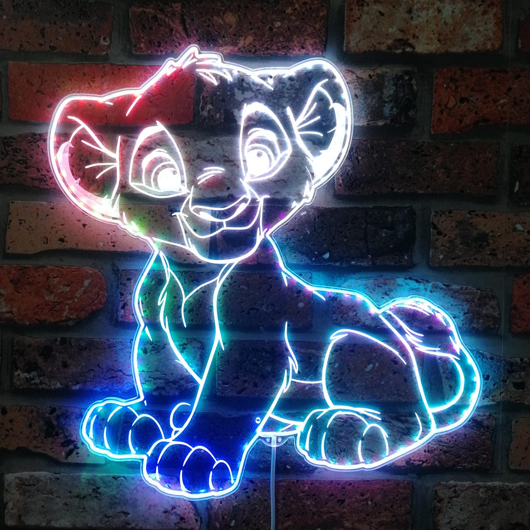 Lion King Simba Light Sign, Kids Night Light, Neon Colors Transition ...