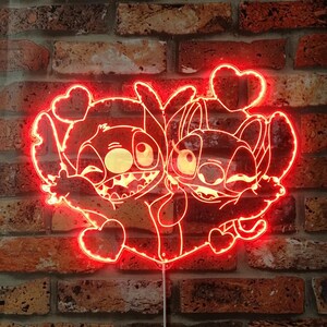 Stitch Angel Chroma Shape Light Sign, Kids Night Light, Neon Colors ...