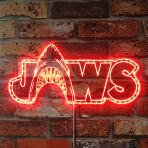 Jaws Chroma Shape Light Sign, Custom Home Theater Wall Art Night Light ...