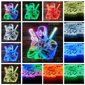 Deadpool Chroma Shape Light Sign, Custom Game Room Night Light, Neon ...