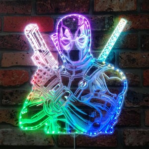 Deadpool Chroma Shape Light Sign, Custom Game Room Night Light, Neon ...