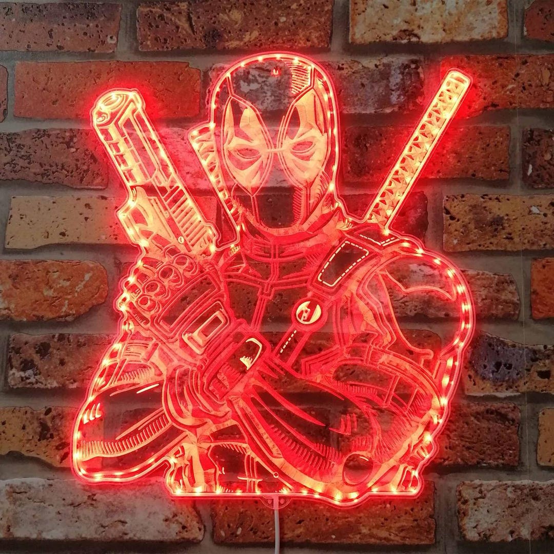 Deadpool Chroma Shape Light Sign, Custom Game Room Night Light, Neon ...